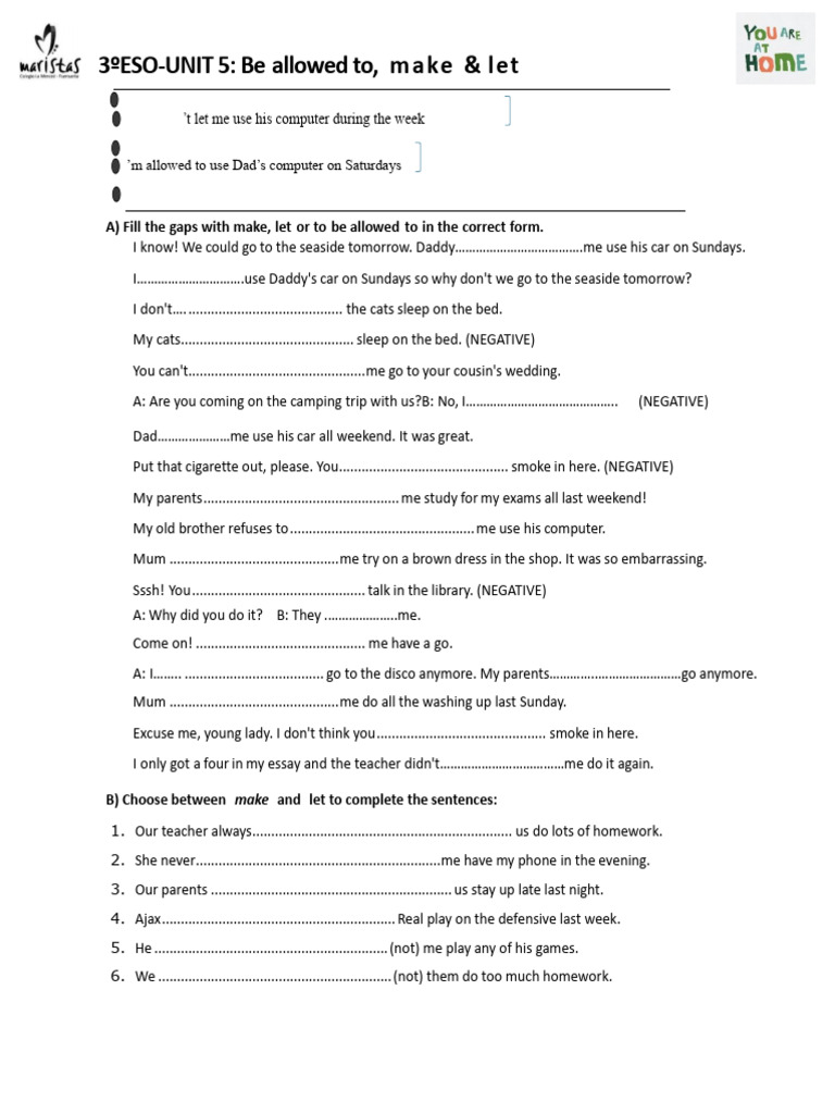3ºESO-UNIT 5-Make, Let, Be Allowed To | PDF