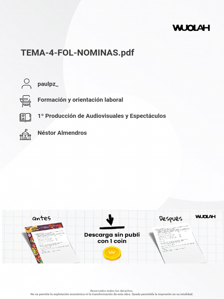 Wuolah Free TEMA 4 FOL NOMINAS | PDF | Salario | Compensación laboral