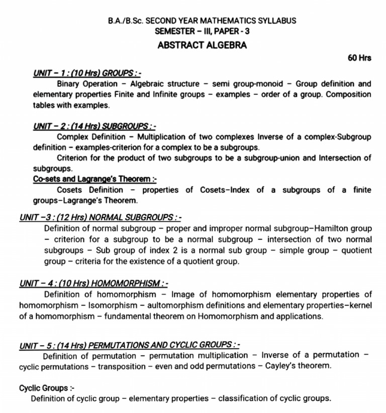 3rd Sem Maths Syllabus | PDF