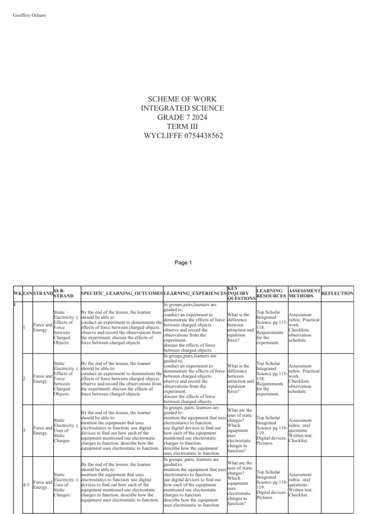 INTEGRATED SCIENCE - Grade 7 - Term-III | PDF | Series And Parallel ...