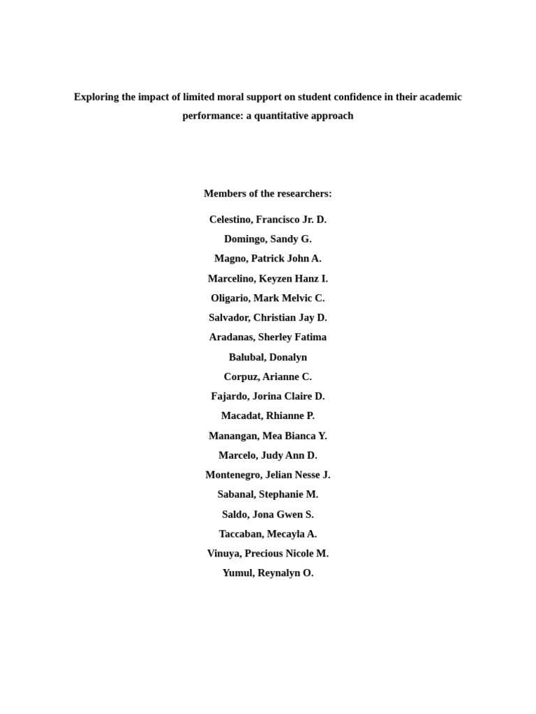 Impact of Moral Support on Student Confidence | PDF | Motivation ...