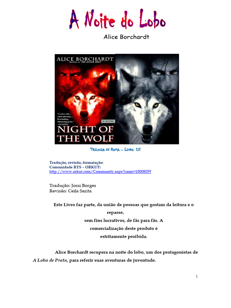 A Noite do Lobo - Alice Borchardt | PDF | Lua | Neve