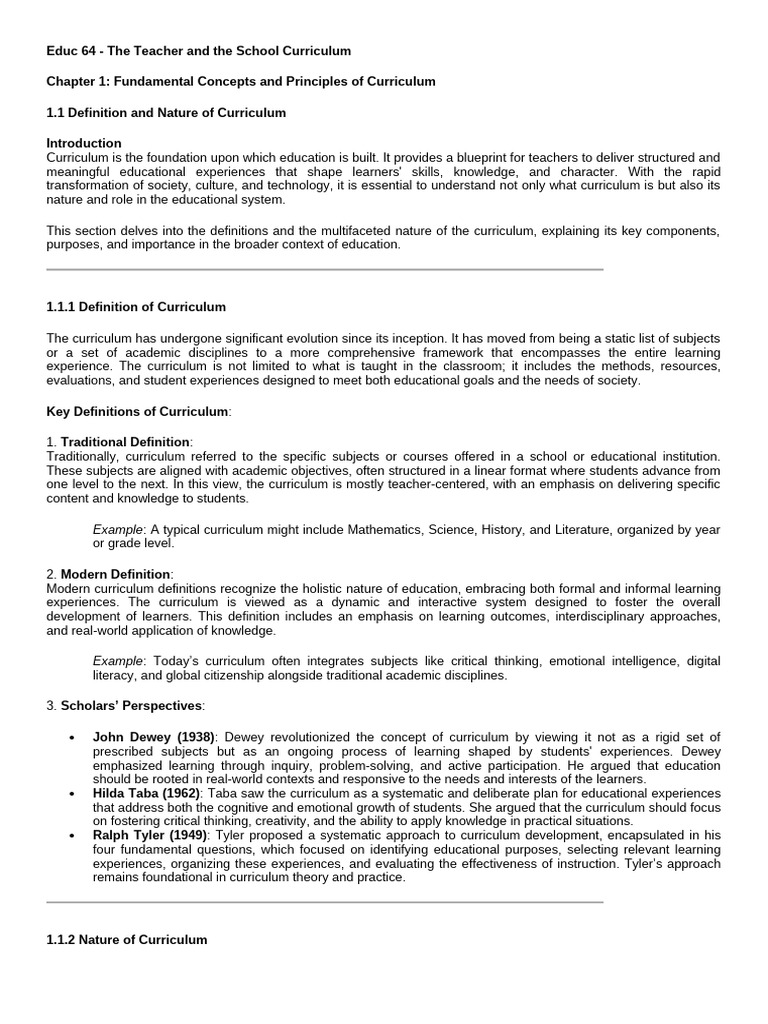 Educ 64 Chapter 1 Handouts | PDF | Curriculum | Educational Assessment
