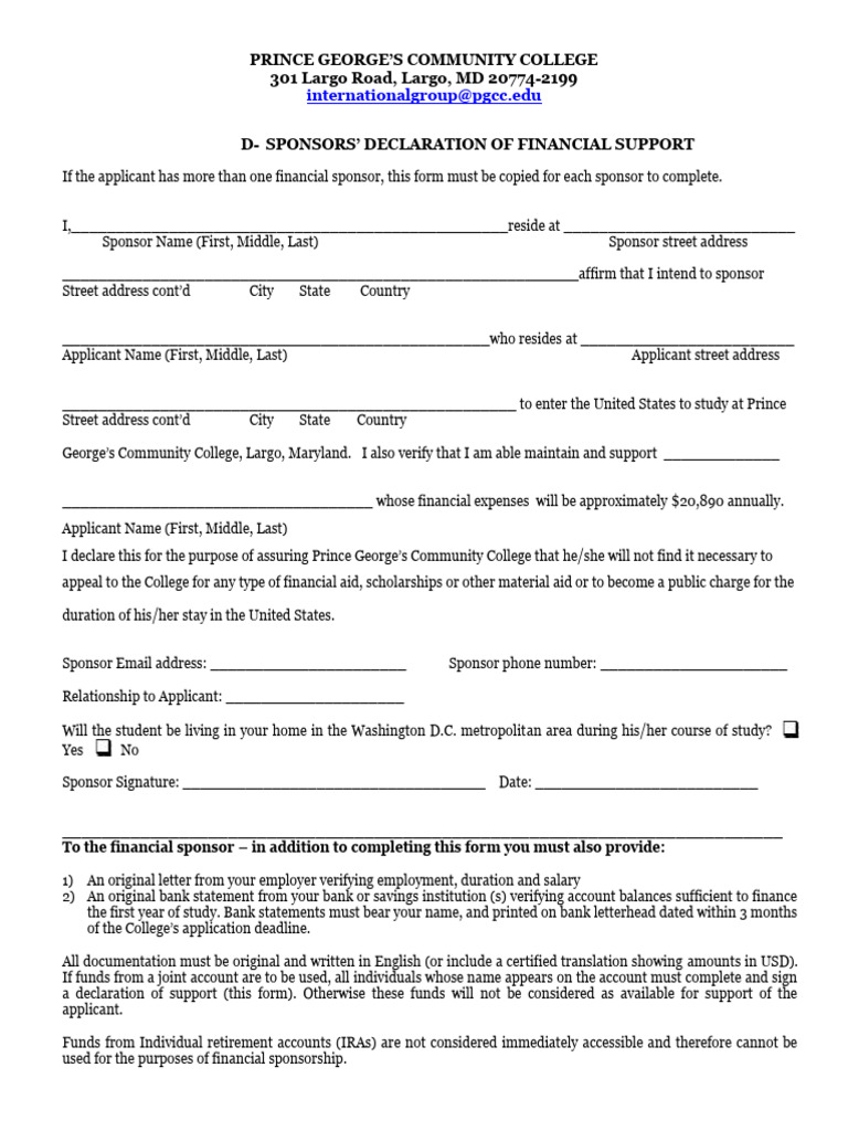 PGCC - F1 Declaration of Support | PDF