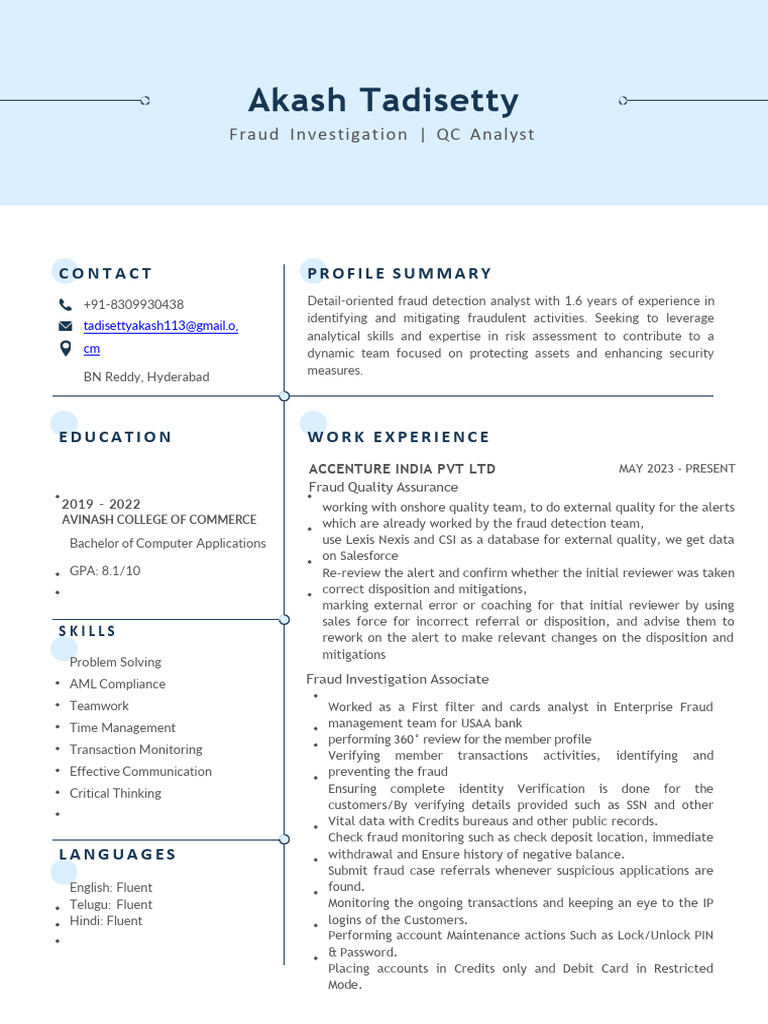 Fraud Detection Analyst Resume | PDF | Fraud