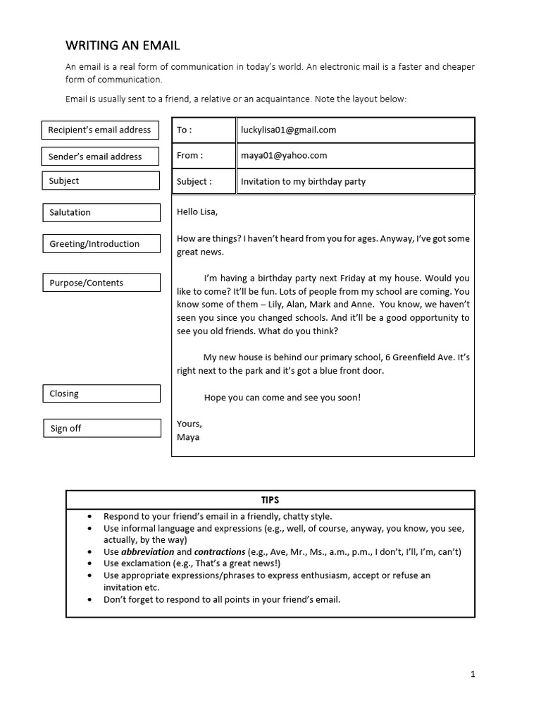 Form 3 - Writing An Email | PDF | Linguistics