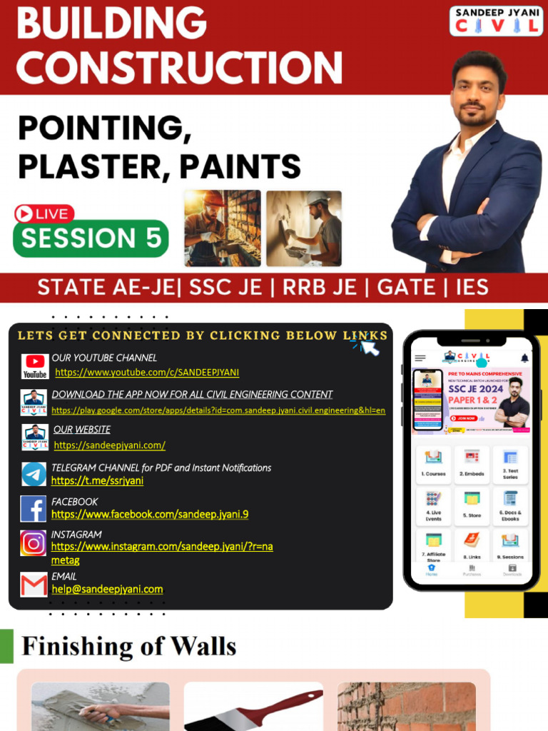 5 Plaster Pointing and Paint Building Construction by Sandeep Jyani | PDF