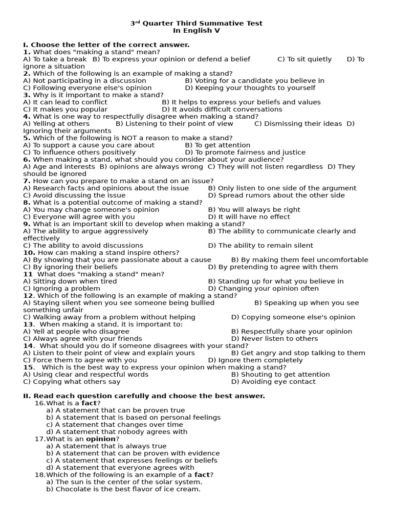 3rd Quarter Third Summative Test | PDF | Philippines