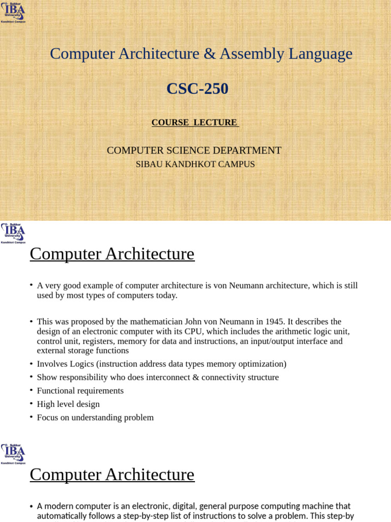 CA-AL WEEK 01 Lecture | PDF | Computer Architecture | Central ...