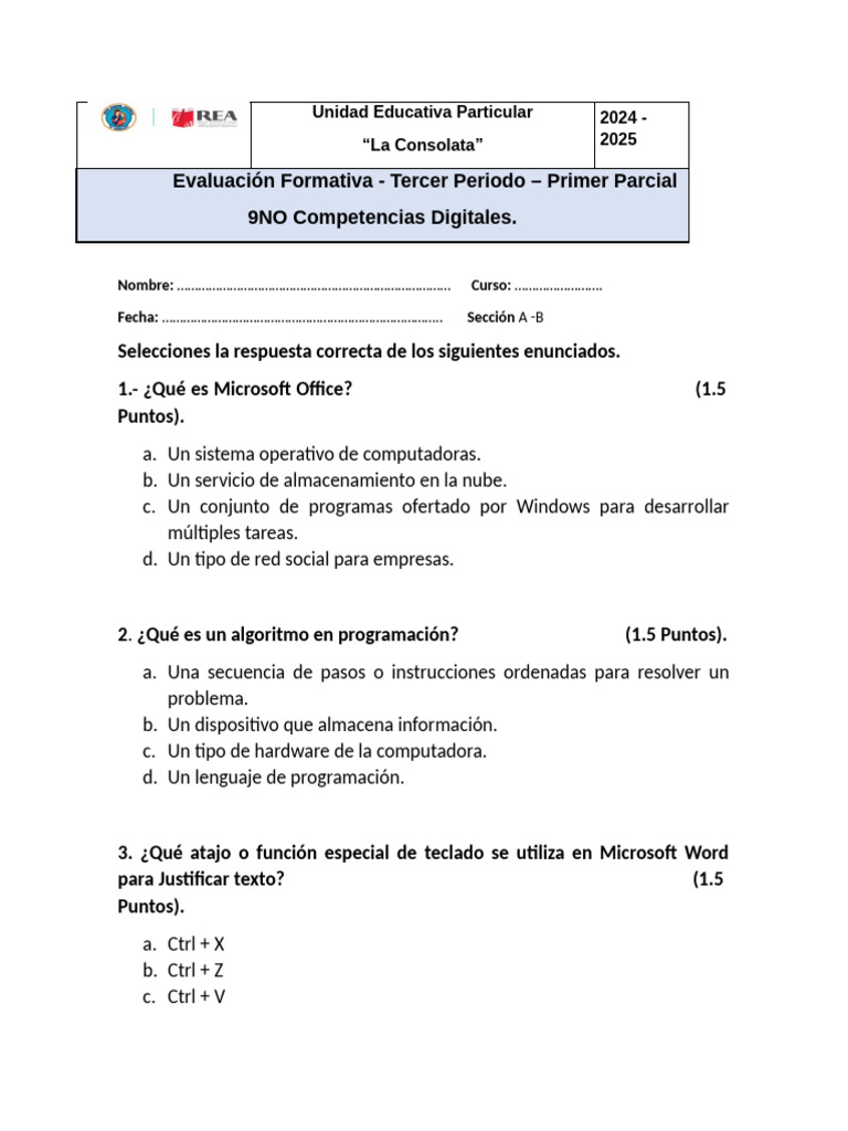 Evaluación Competencia Digitales 9no | PDF | Programa de computadora | Programación