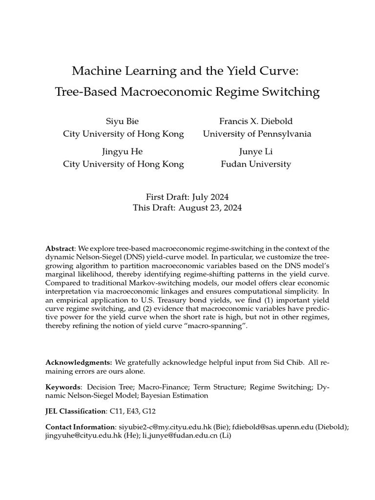 Machine Learning and The Yield Curve Tree-Based Macroeconomic Regime Switching | PDF ...