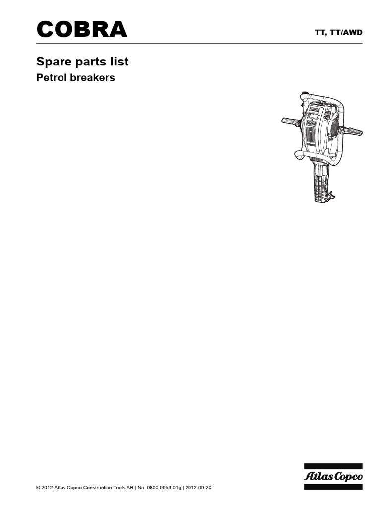 Cobra Petrol Breakers Parts List | PDF | Piston | Rotating Machines