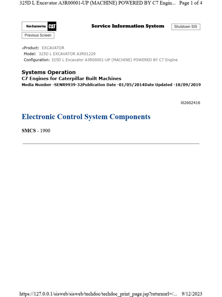 325DL XIRE Electronic Control System Components | PDF | Fuel Injection | Engines