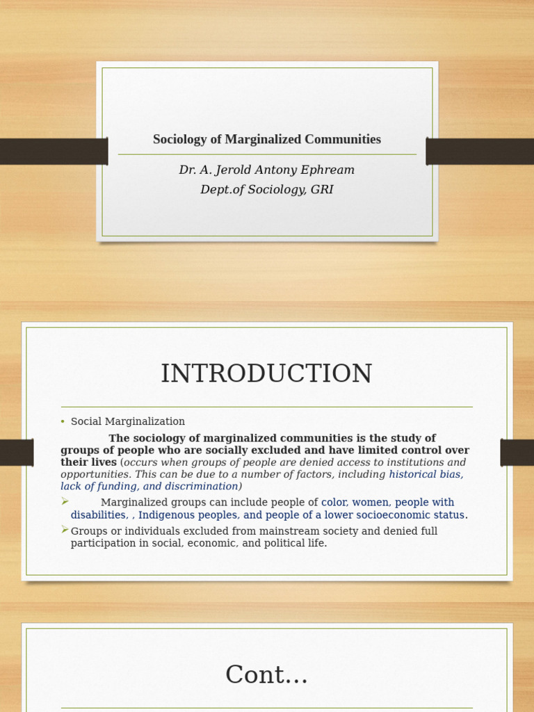 Sociology of Marginalized Communities | PDF | Cost Of Living | Social ...