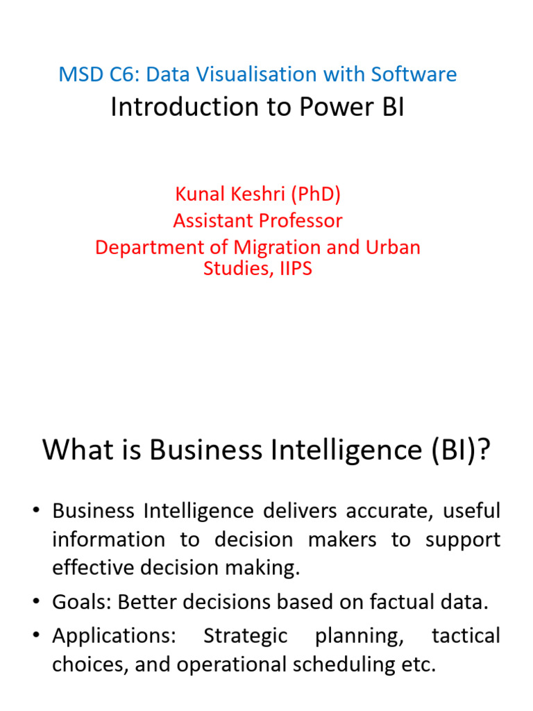 Power BI Intro Lecturenotes | PDF | Business Intelligence | Data
