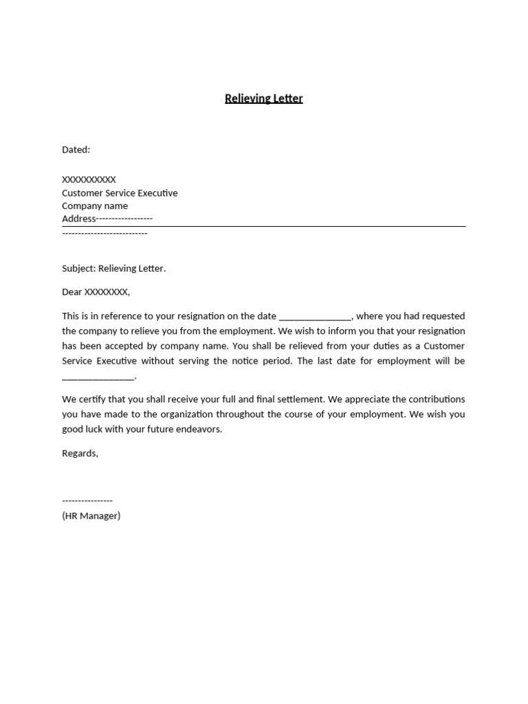 Relieving Letter | PDF