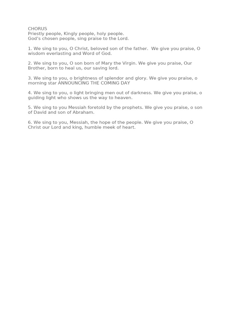 Kingly People Hymn | PDF