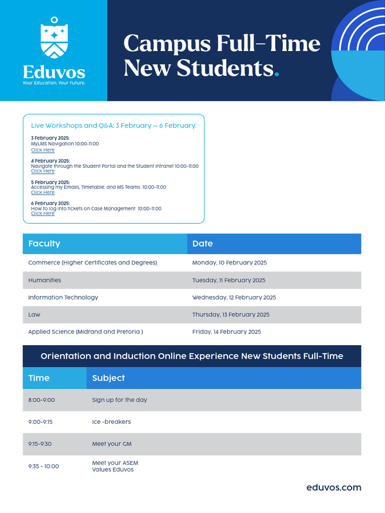 New Student Orientation Schedule 2025 | PDF
