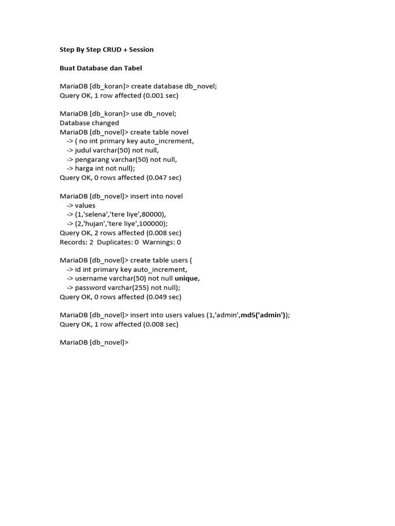 Step by Step CRUD Dan Session | PDF | Data Management | Databases