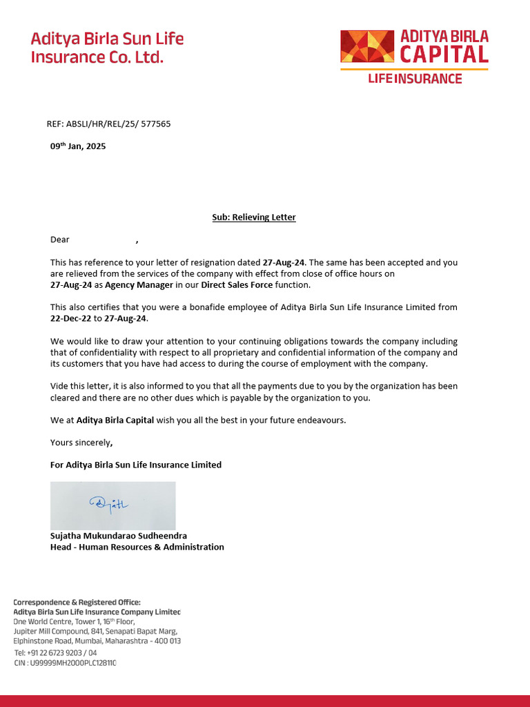 Reliving Letter | PDF