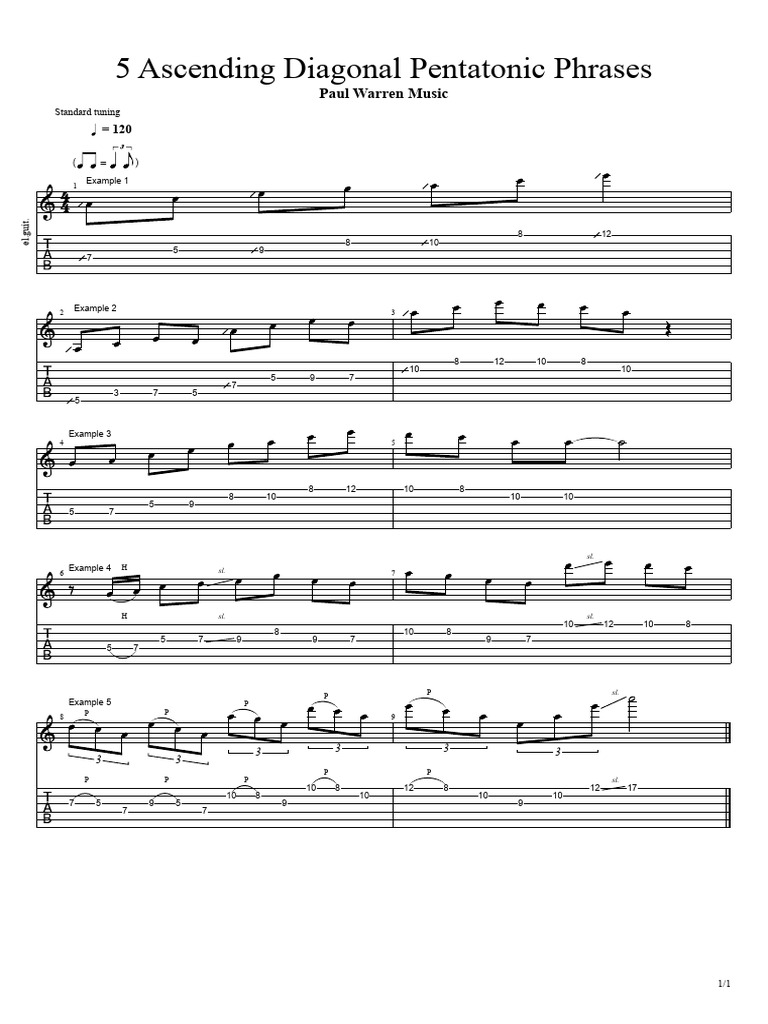 5 Diagonal Pentatonic Phrases | PDF