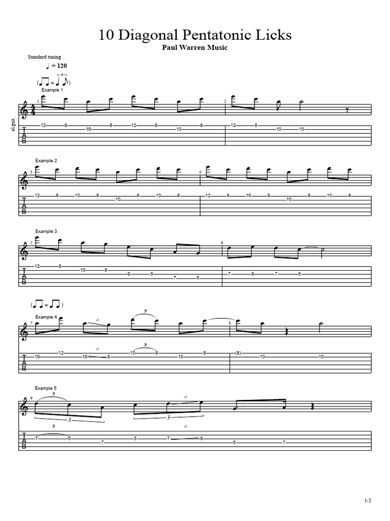 10 Diagonal Pentatonic Licks | PDF