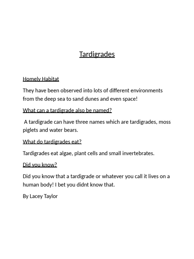 Tardigrades: Nature's Resilient Microanimals | PDF
