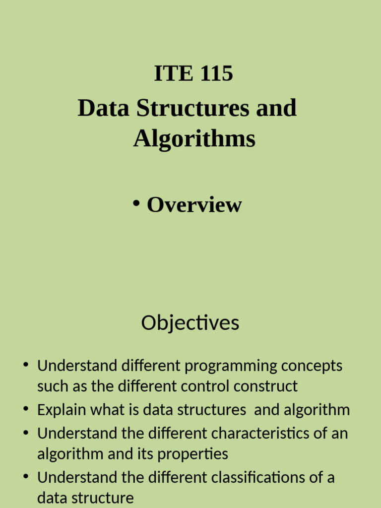 A1 Overview | PDF | Algorithms | Data Structure