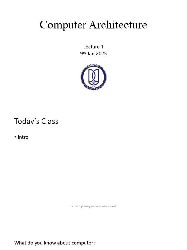 CA-Lec1 | PDF | Computer Hardware | Computer Architecture