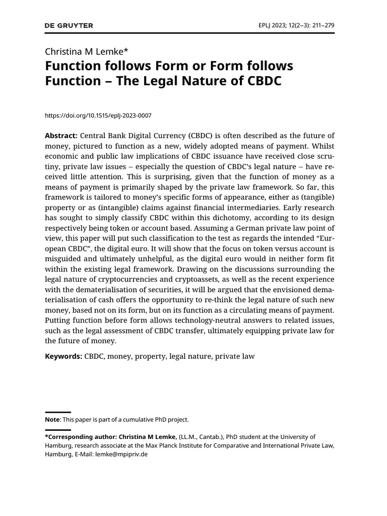 Function Follows Form or Form Follows Function - The Legal Nature of ...