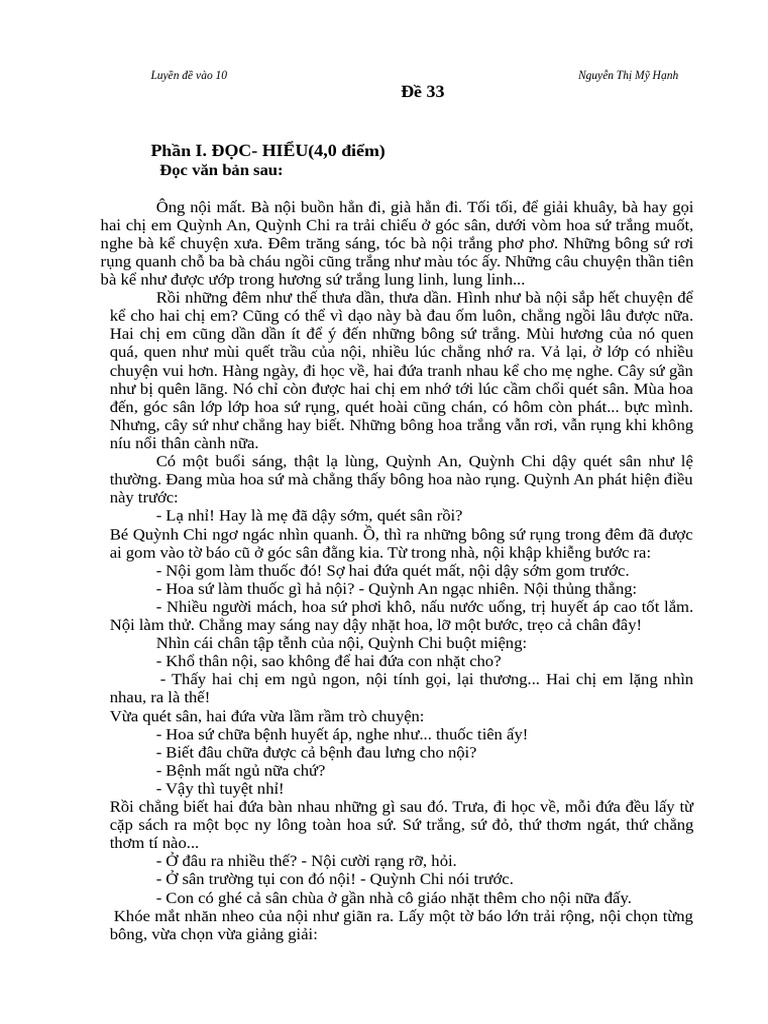 Đề 33 thuốc tiên | PDF