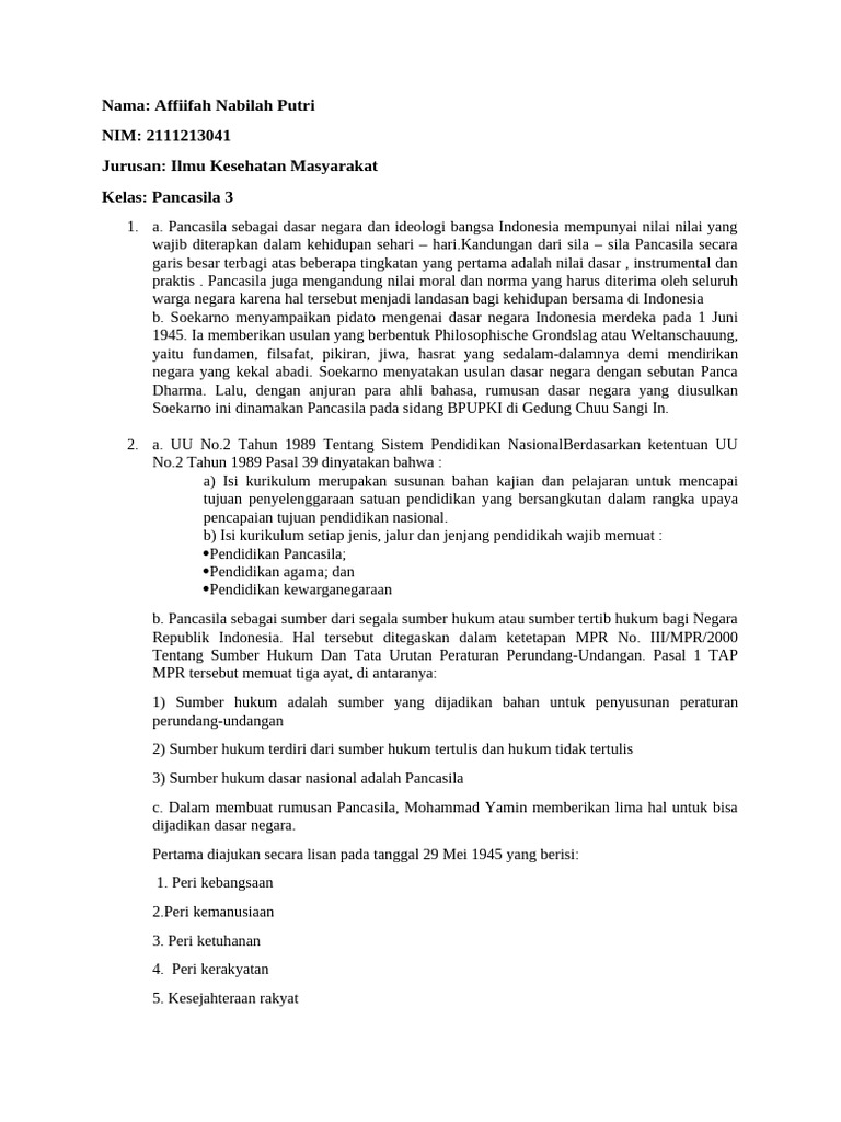 Affiifah Nabilah Putri - 211121041 - Pancasila Kelas 3 - 1 November ...