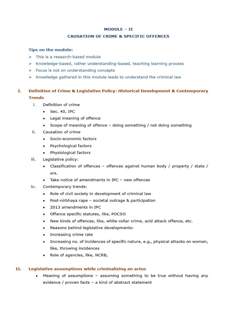 MODULE - II | PDF | Crimes | Crime & Violence