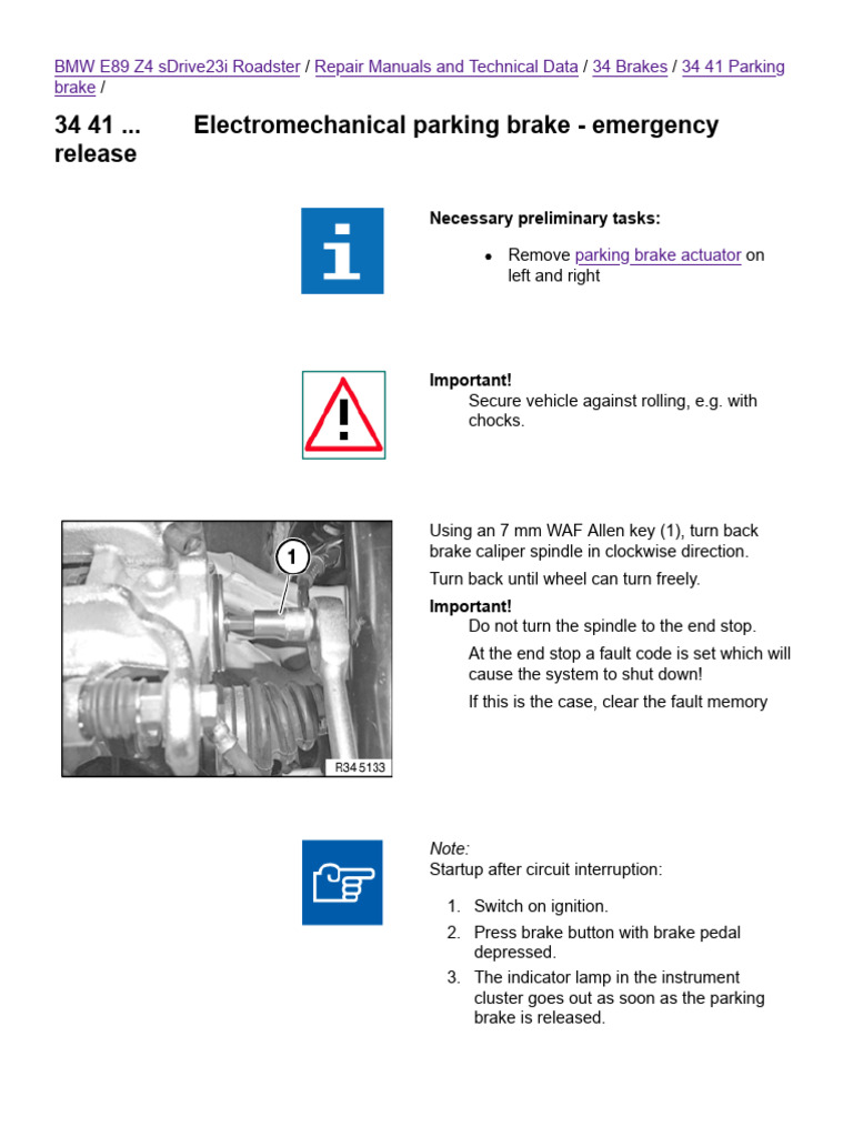 BMW Z4 Parking Brake Guide | PDF