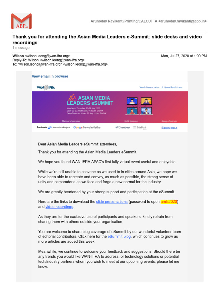 Asian Media Leaders E-Summit - July 2020 | PDF | Journalism | Mass Media