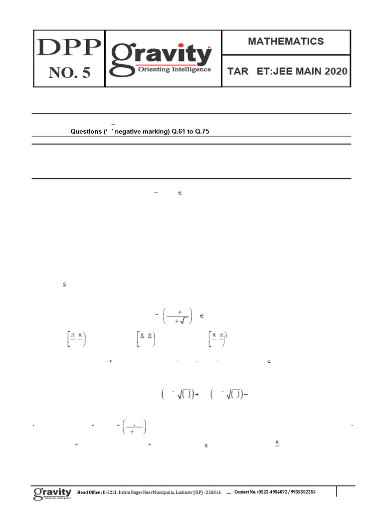 M-DPP (JEE Main) | PDF | Function (Mathematics) | Mathematical Analysis
