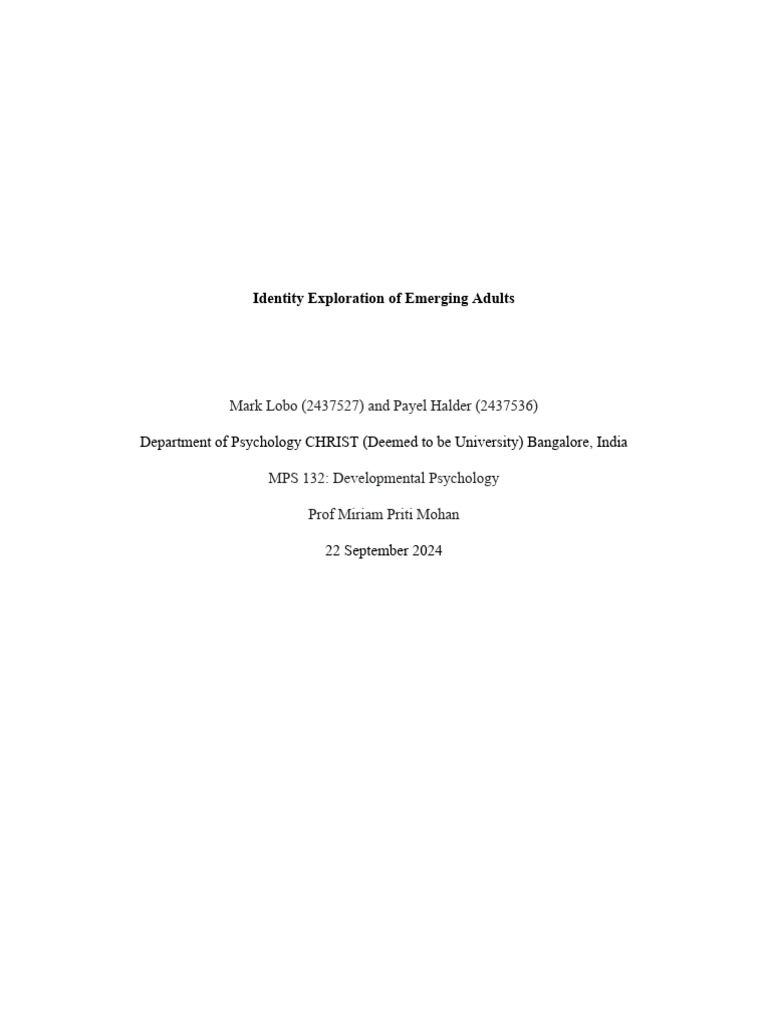 Identity Development in Emerging Adults | PDF | Identity (Social ...