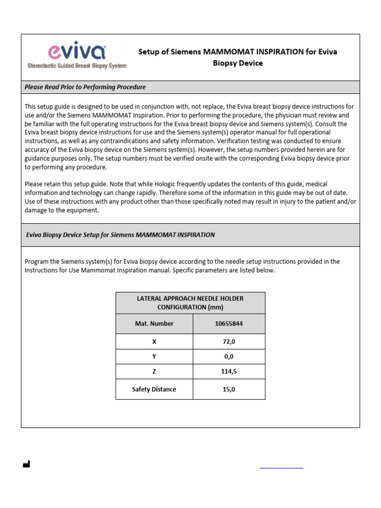 Eviva Biopsy Device Setup Guide | PDF | Biopsy