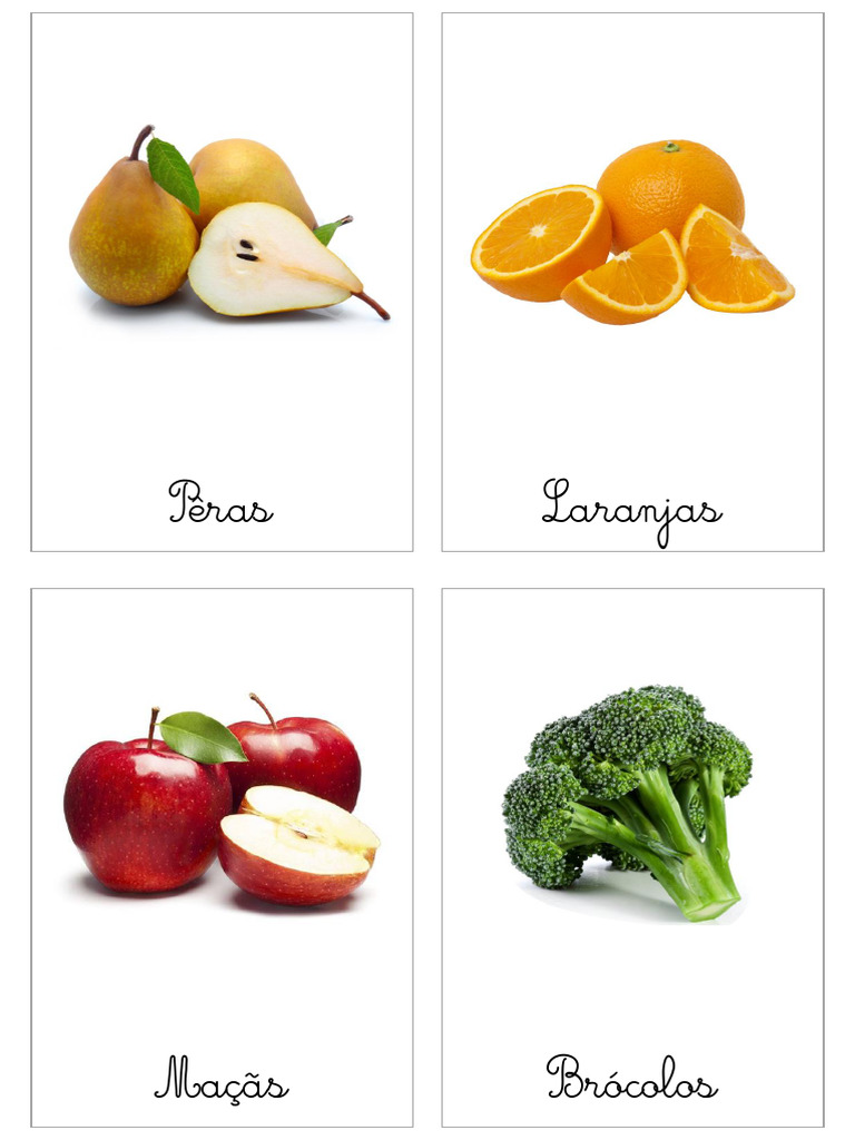 Cartões Frutas e Verduras - Manuscrita | PDF