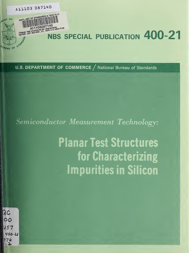 Planar Test Structures for Characterizing Impurities in Silicon | PDF ...