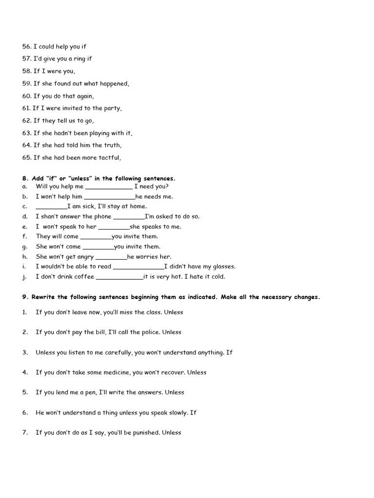 Conditional Sentences Practice Rephrasing | PDF