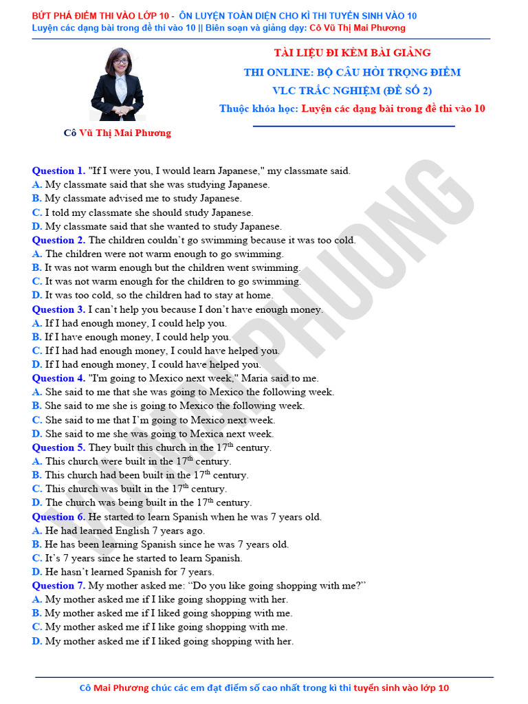 Thi Online: B Câu H ITR NG M VLC TR C Nghi M S 2) Thu Ckhóah C | PDF