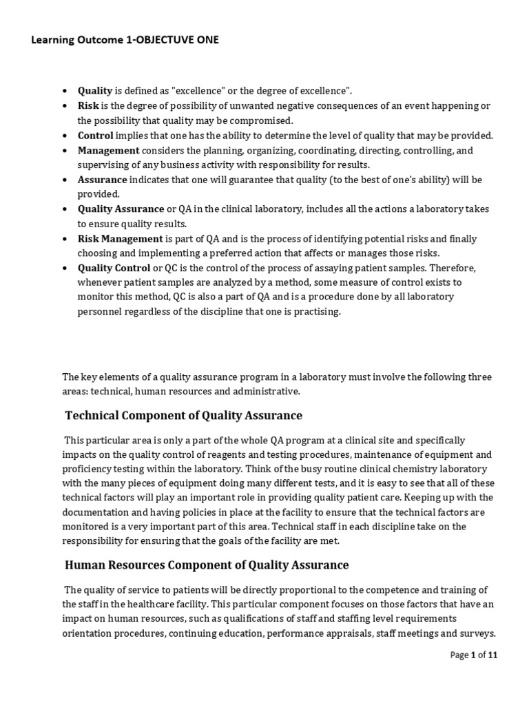 Chapter 1+2 (QA) | PDF | Quality Assurance | Patient