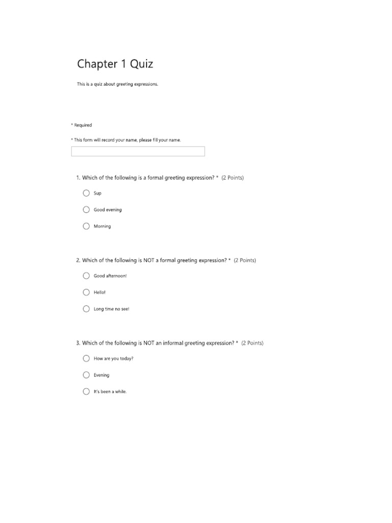 Chapter 1 Quiz | PDF