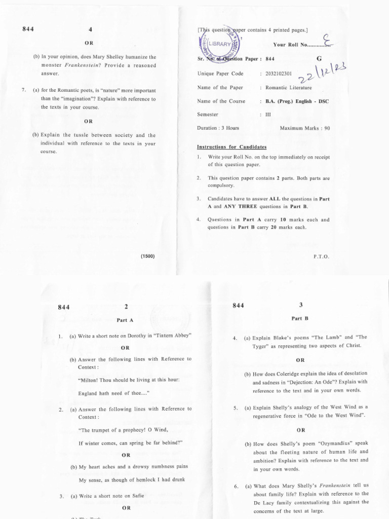 Romantic Literature III 844 | PDF | Frankenstein | Poetry