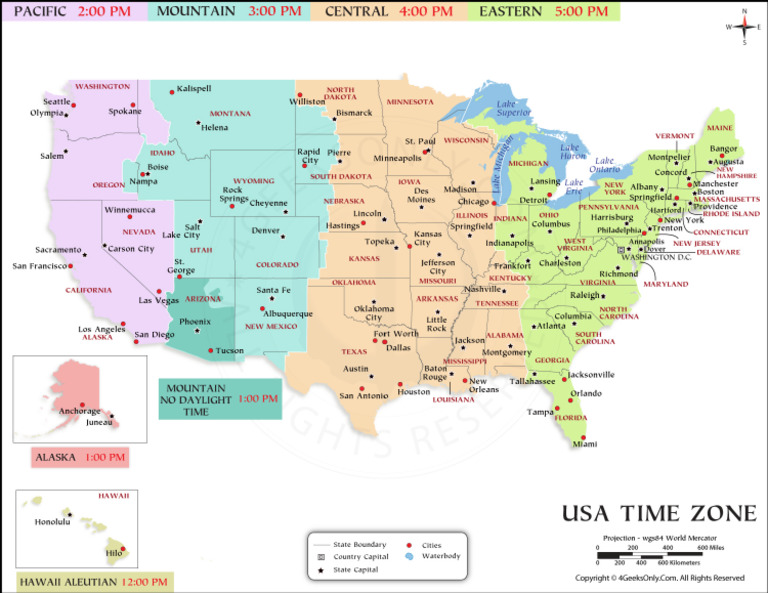 Usa Time Zone Map | PDF