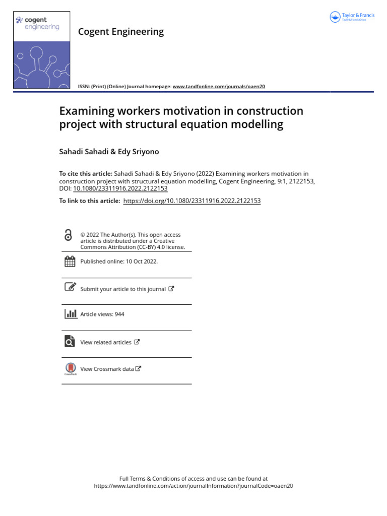 Examining Workers Motivation in Construction Project With Structural ...