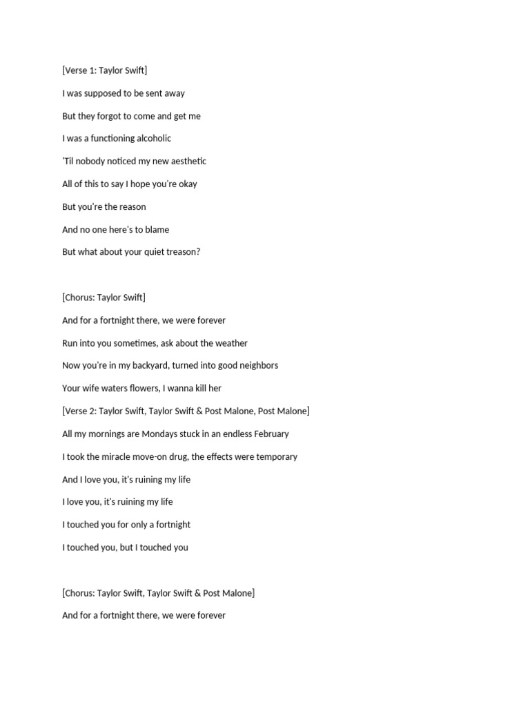 "Taylor Swift's 'Fortnight': Love and Heartbreak" | PDF