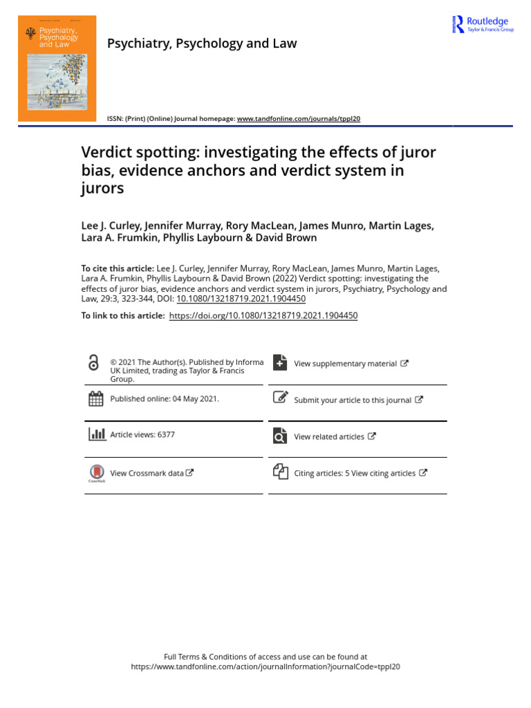 Verdict Spotting Investigating The Effects of Juror Bias Evidence ...