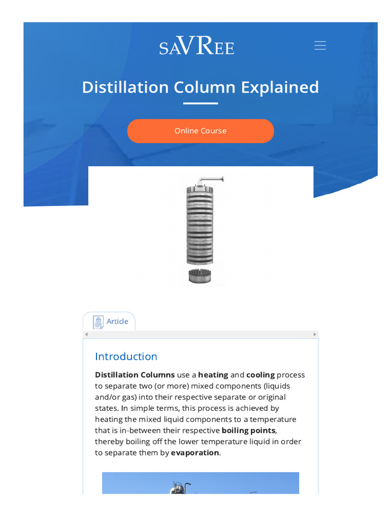 Distillation Column | PDF | Distillation | Unit Operations